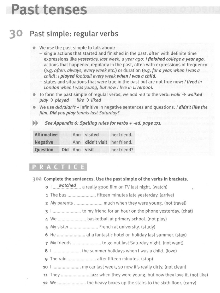 Past Simple: Regular Verbs: Practice | PDF | Linguistics | Grammar