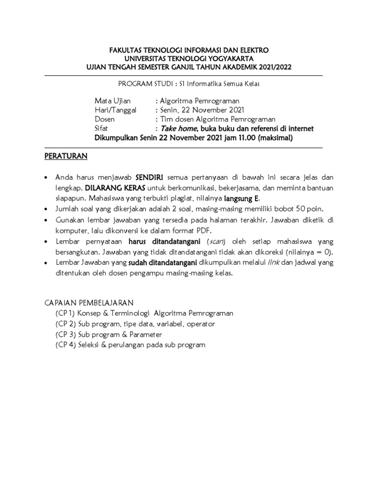 UTS Ganjil 20 ALPRO SemuaKelas | PDF