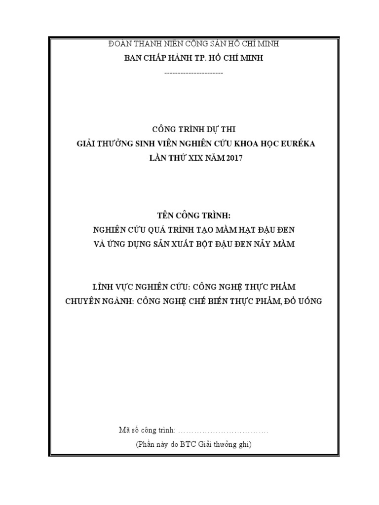(123doc) Nghien Cuu Quy Trinh Tao Mam Hat Dau Den Va Ung Dung San Xuat Bot Dau Den Nay Mam | PDF