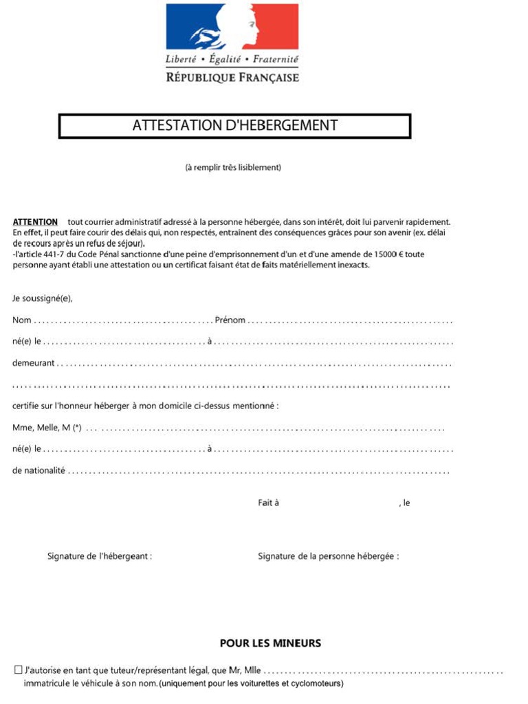 Attestation Hebergement | PDF