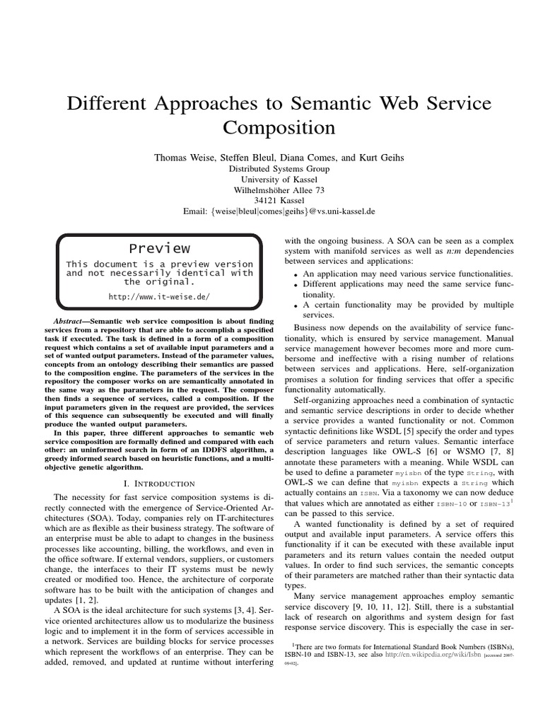 Different Approaches To Semantic Web Service Composition: Preview | PDF | Parameter (Computer ...