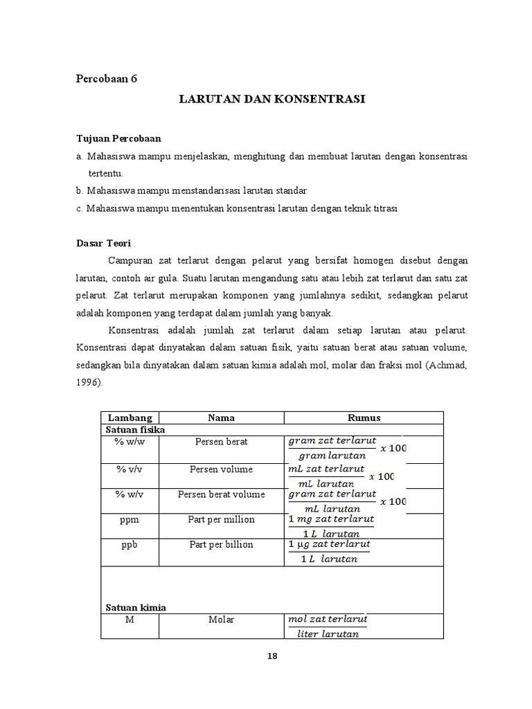 Perc 6 Larutan Dan Konsentrasi | PDF