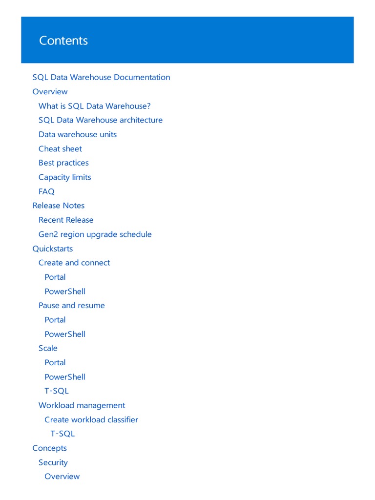 SQL DW | PDF | Database Index | Databases SQL DW | PDF | Database Index | Databases