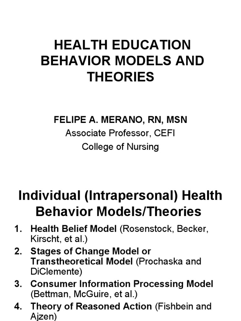Health Education Behavior Models Overview | PDF | Behavioural Sciences ...