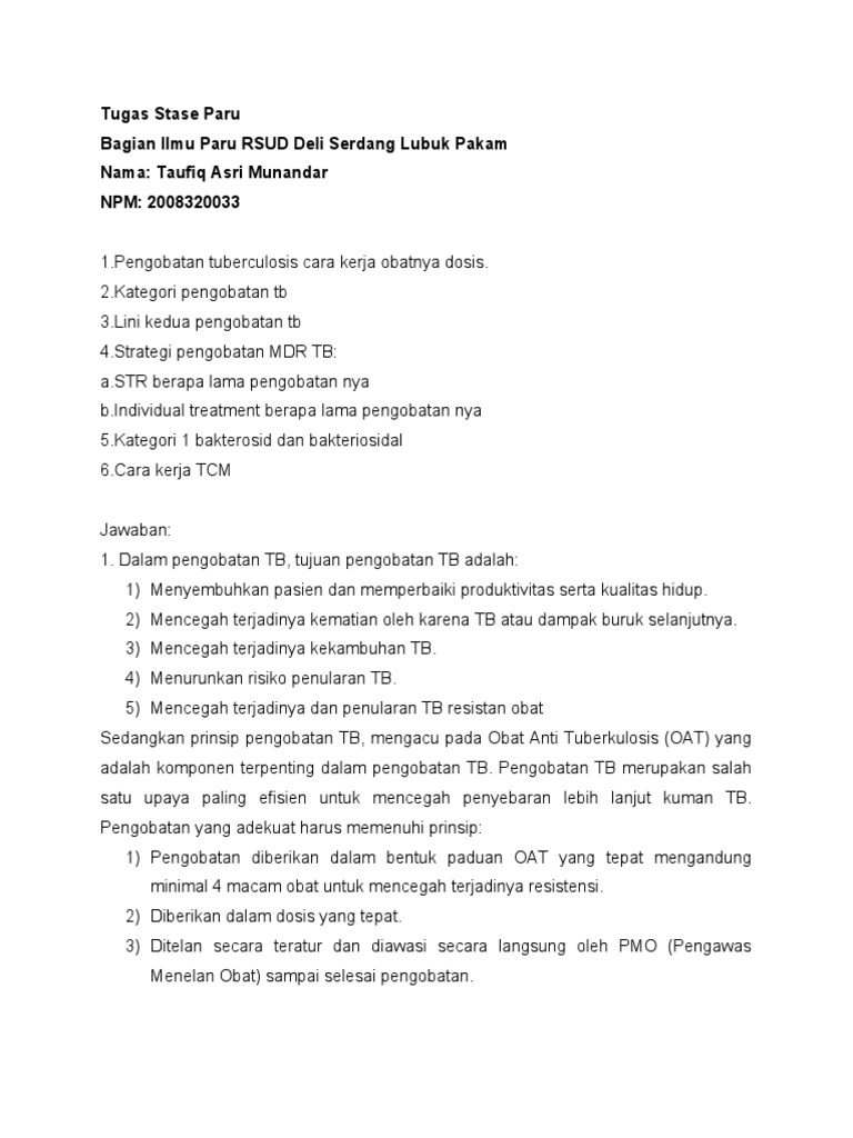 Tugas Stase Paru Taufiq | PDF