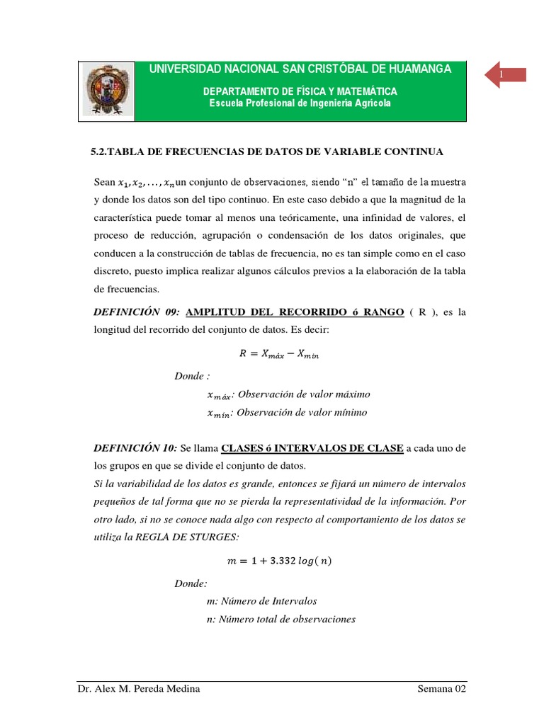 Clase-2-Tabla de Frecuencias de Datos de Variable Continua | PDF | Estadísticas | Matemáticas