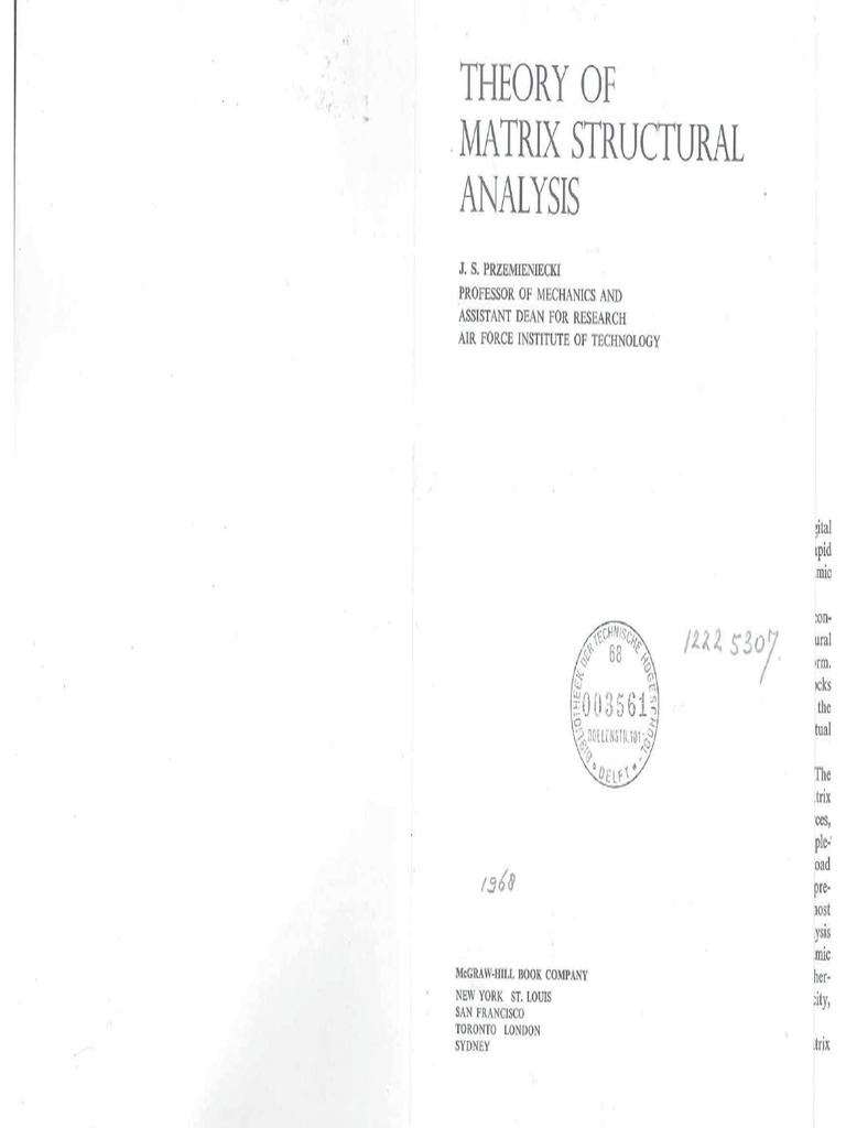 Theory of Matrix Structural Analysis, J S Przemieniecki, McGraw | PDF