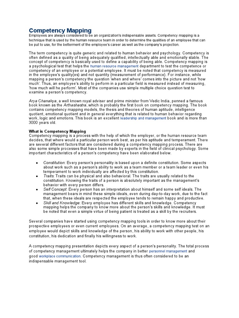 Competency Mapping | PDF | Competence (Human Resources) | Temperament