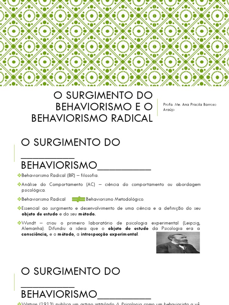 O Surgimento Do Behaviorismo e o Behaviorismo Radical | PDF ...