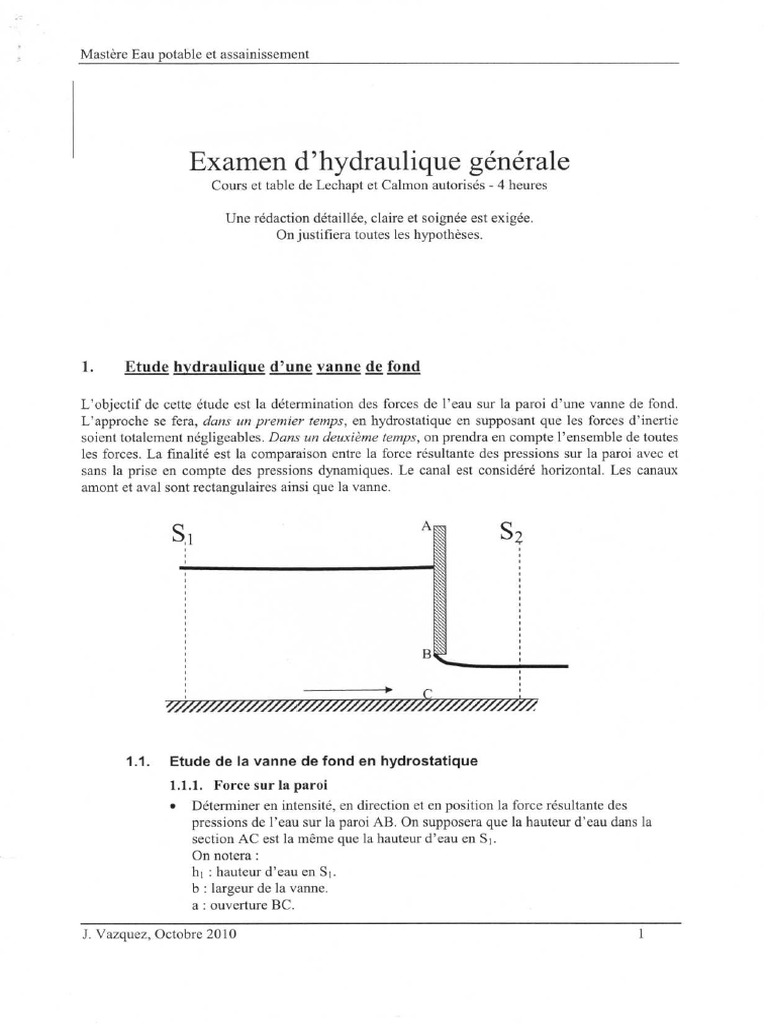 1.12-Etude Hydraulique D'une Vanne de Fond | PDF