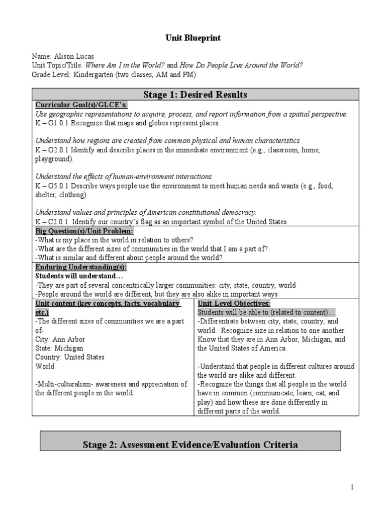 Stage 1: Desired Results: Unit Blueprint | PDF | Reading Comprehension ...