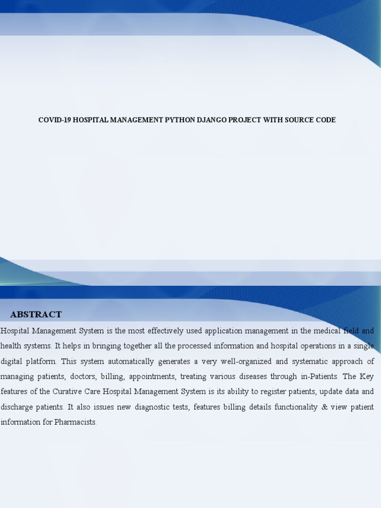Covid-19 Hospital Management Python Django Project With Source Code | PDF | Crisis Management ...