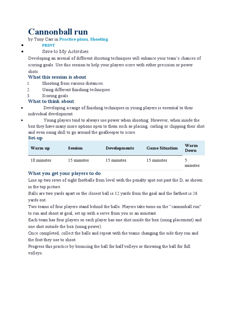 Cannonball Run: Save To My Activities | PDF