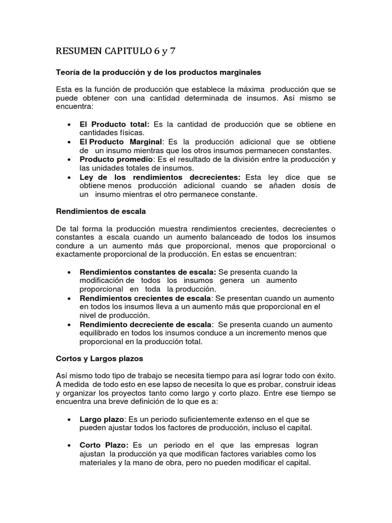 RESUMEN CAPITULO 6 y 7 | PDF | Costo | Business