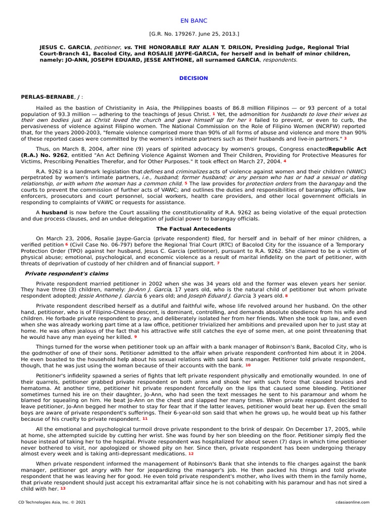 GR 168535 Garcia - v. - Drilon | PDF | Injunction | Jurisdiction