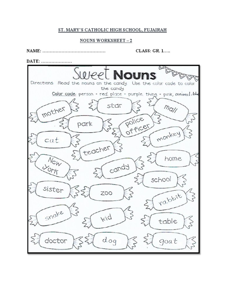 NAME: . CLASS: GR. 1 .. DATE: : St. Mary'S Catholic High School ...