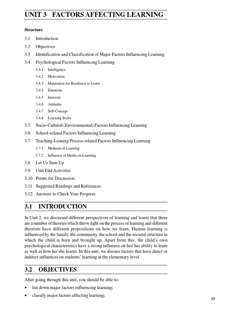 05 - Factors Affecting Learning | Download Free PDF | Motivational ...