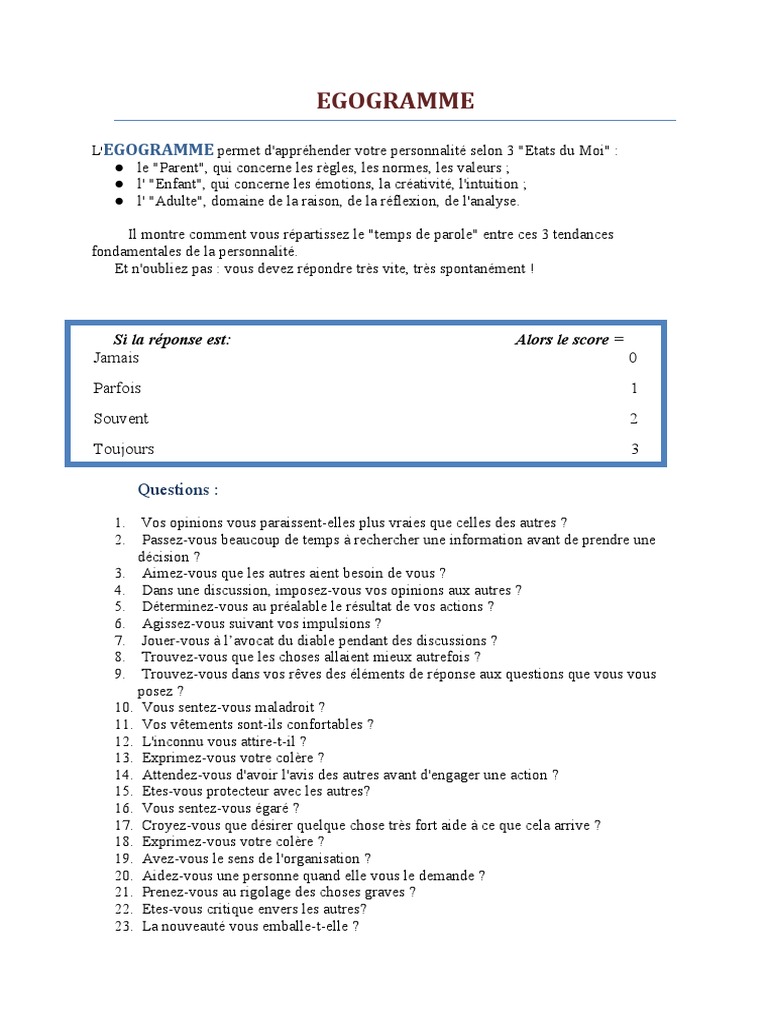 Test de Personnalite | PDF
