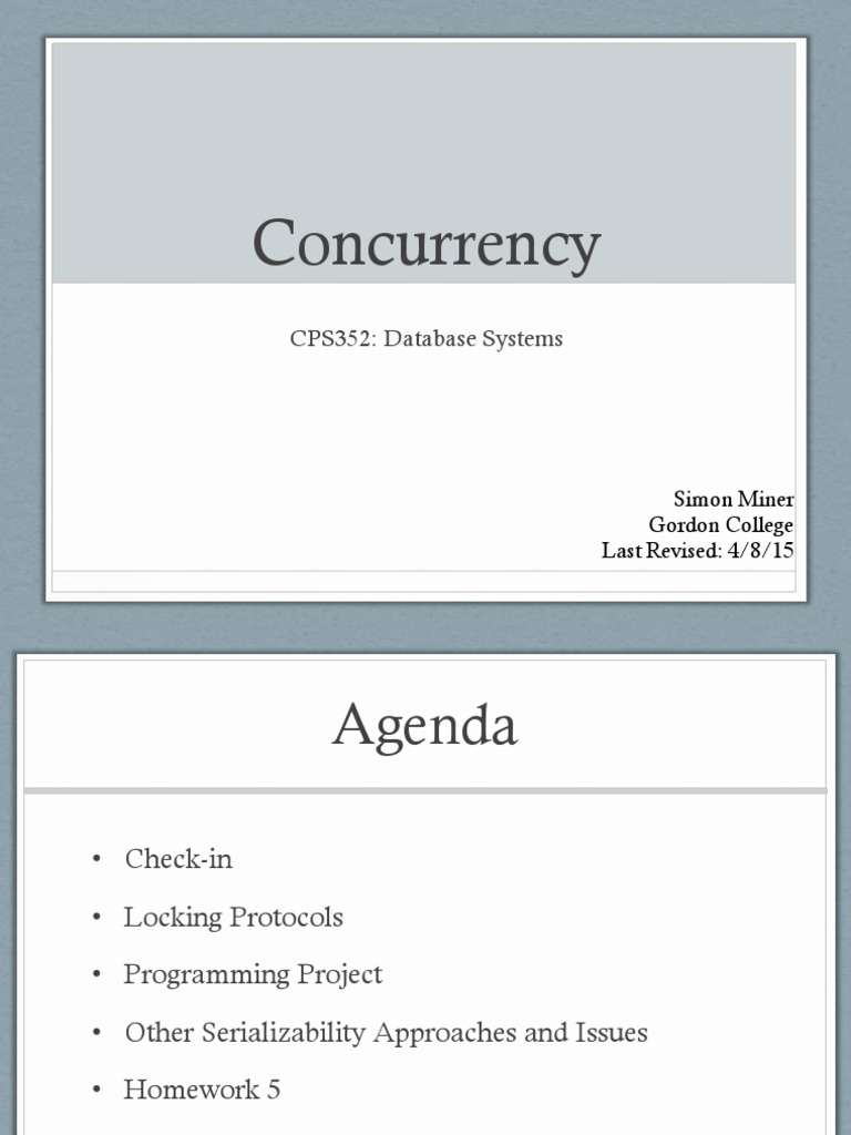 Concurrency Cps352 Database Systems Pdf Database Transaction Concurrency Computer Science