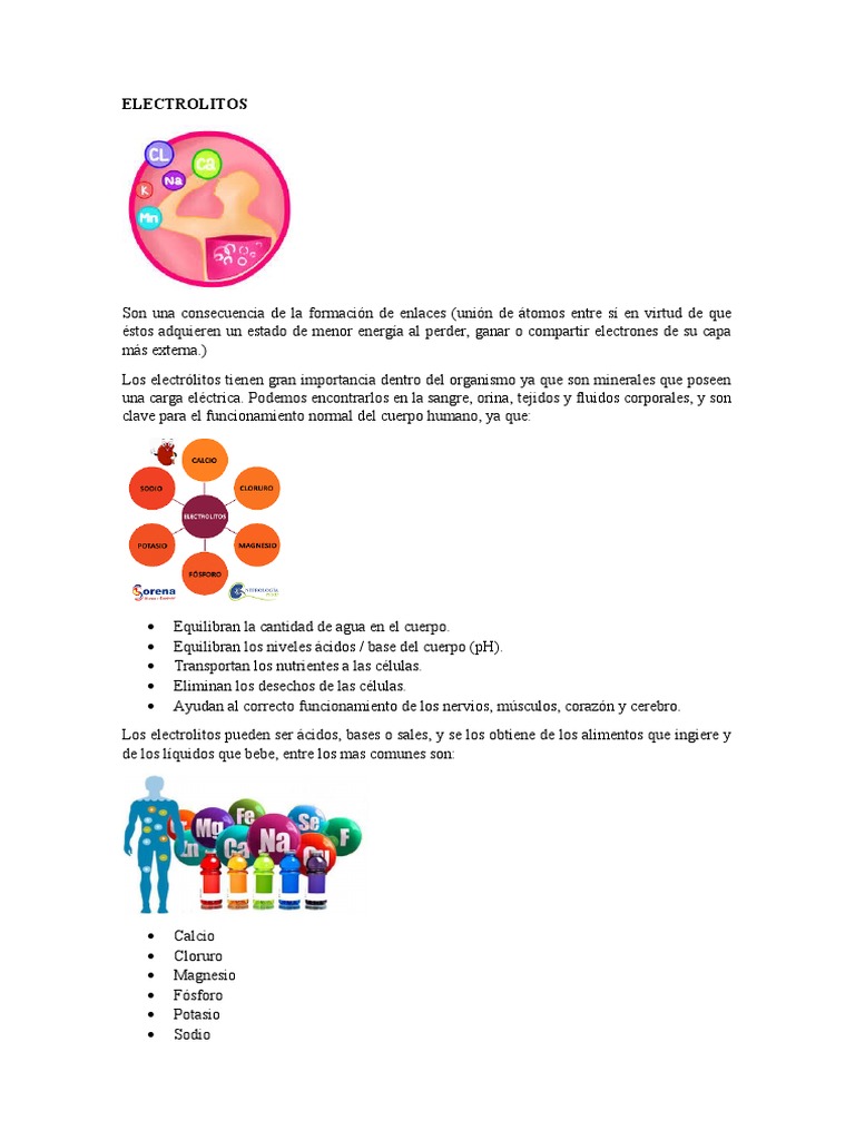 ELECTROLITOS, Elementos, Propiedades | PDF | Electrólito | Elementos ...