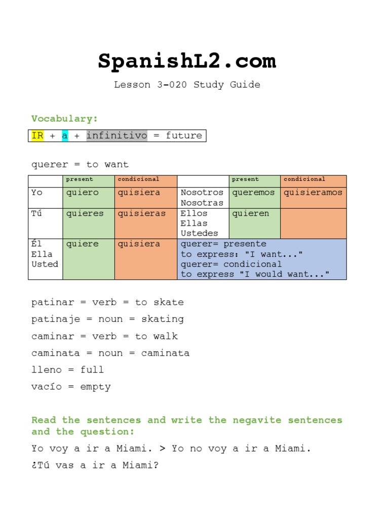192 Spanish-L2-Level-3-Lesson-020 | PDF