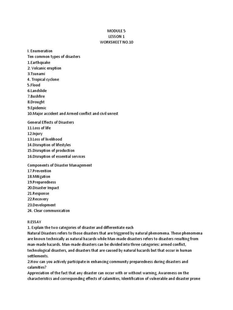 Module 5 Lesson 1 Worksheet 10 | PDF