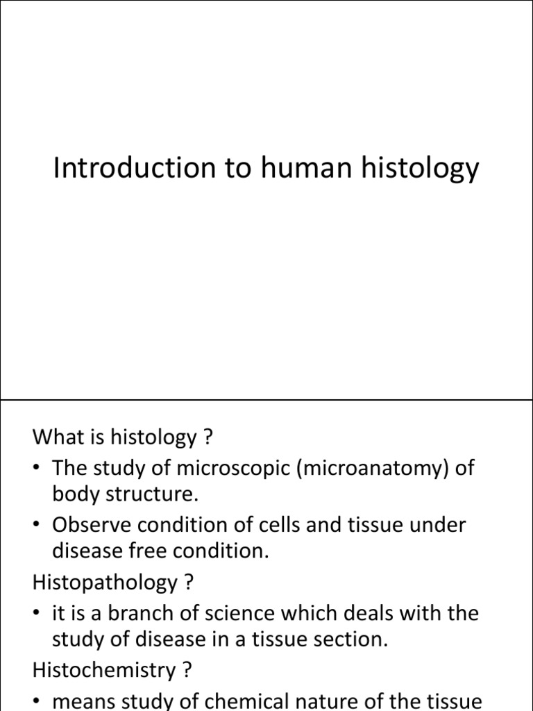 Introduction To Human Histology L | PDF | Histology | Fixation (Histology)