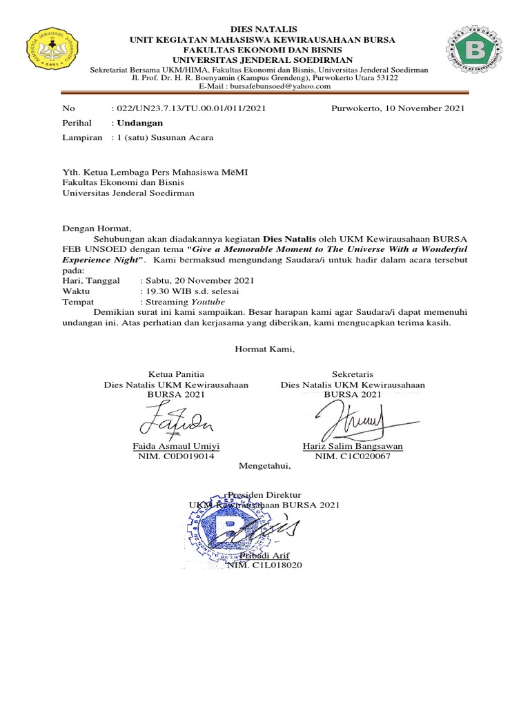 Surat Undangan Ketua LPM Memi | PDF