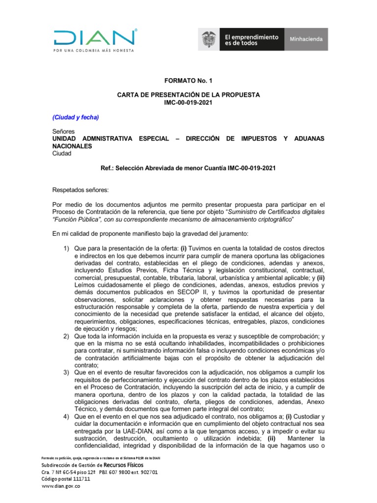Formato No. 1 Carta de Presentacion-IMC-00-019-2021 | PDF | Justicia | Crimen y violencia