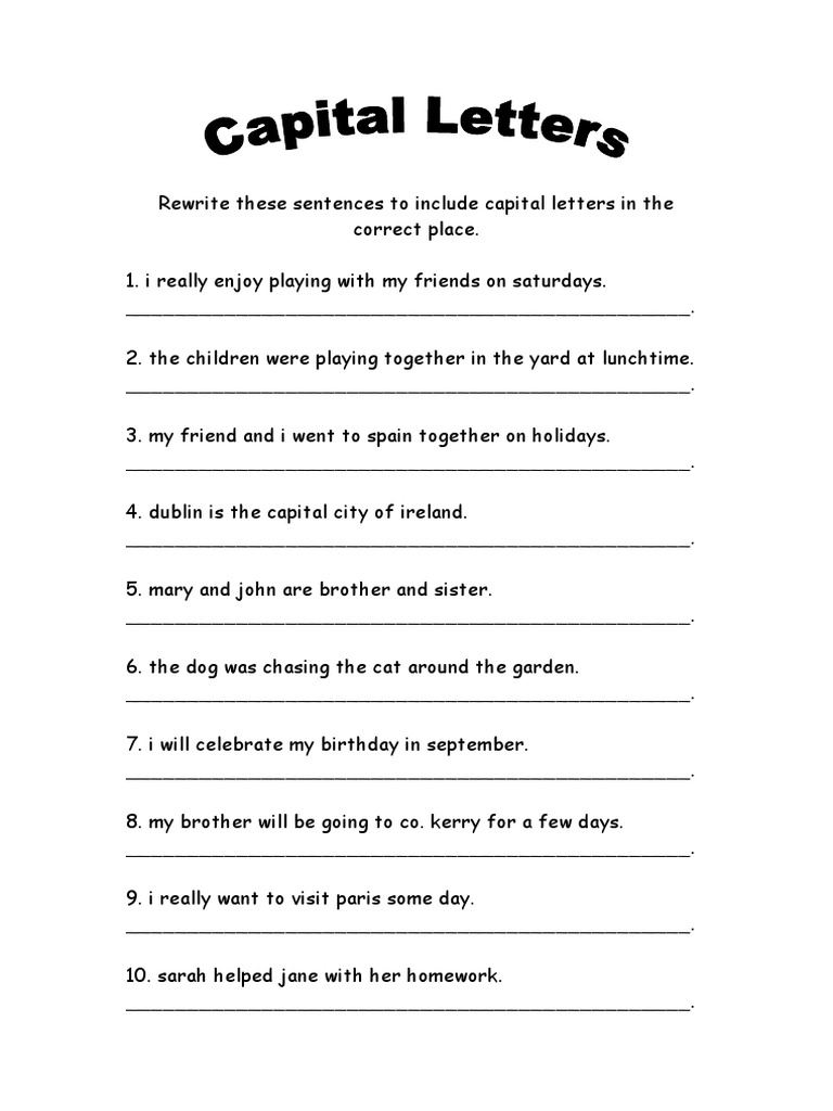 Capital Letters Exercise | PDF