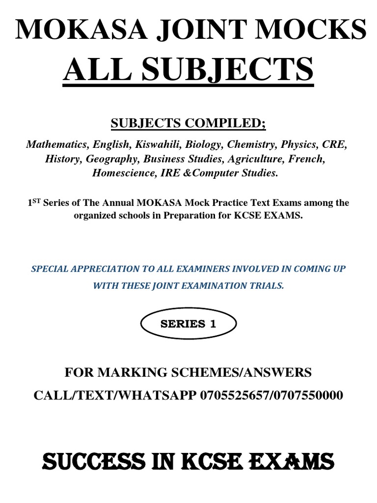 MOKASA Joint Mocks KCSE 2021/22 | PDF | Combustion | Chemical Substances