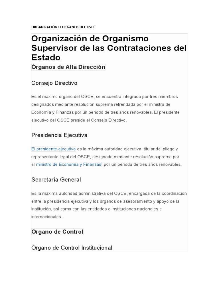 Organización U Organos Del Osce | PDF | Calidad (comercial) | Presupuesto