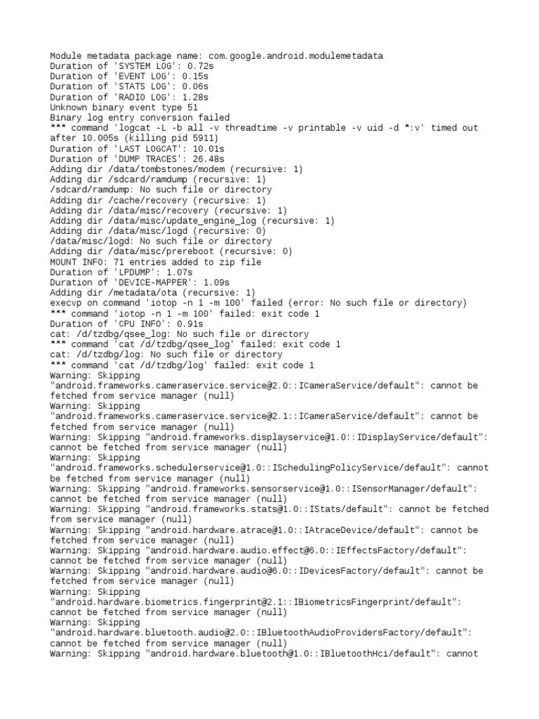 Android Module Metadata Log Analysis | PDF | Computing | System Software