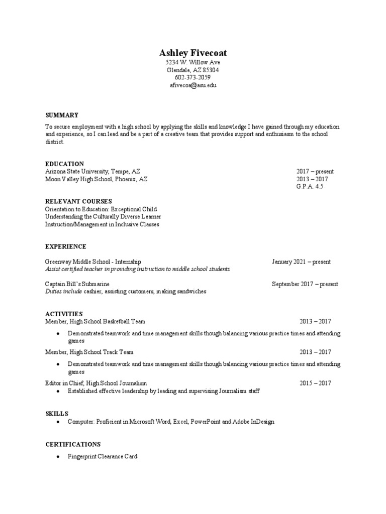 Fivecoat Resume | PDF