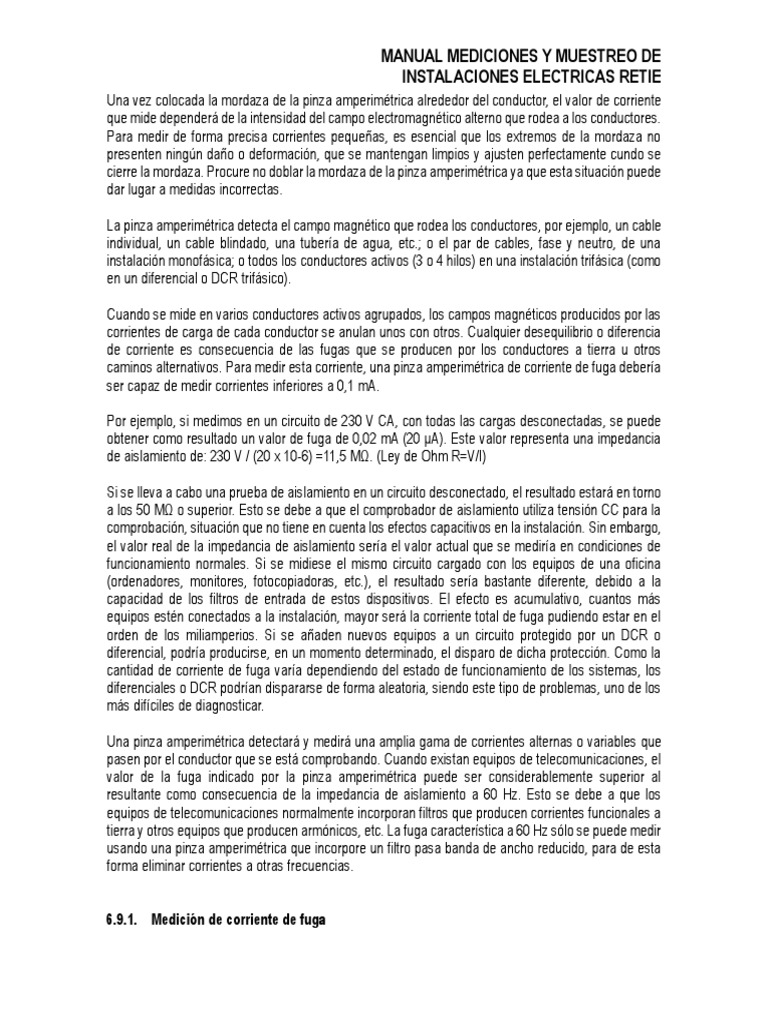Parte 5. Manual de Mediciones y Muestreo de Instalaciones Electricas RETIE | PDF | Corriente ...