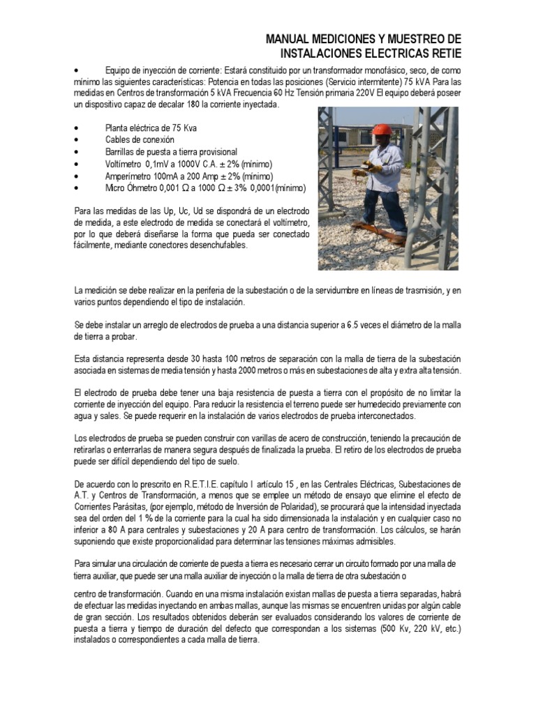 Parte 4. Manual de Mediciones y Muestreo de Instalaciones Electricas RETIE | PDF | Corriente ...