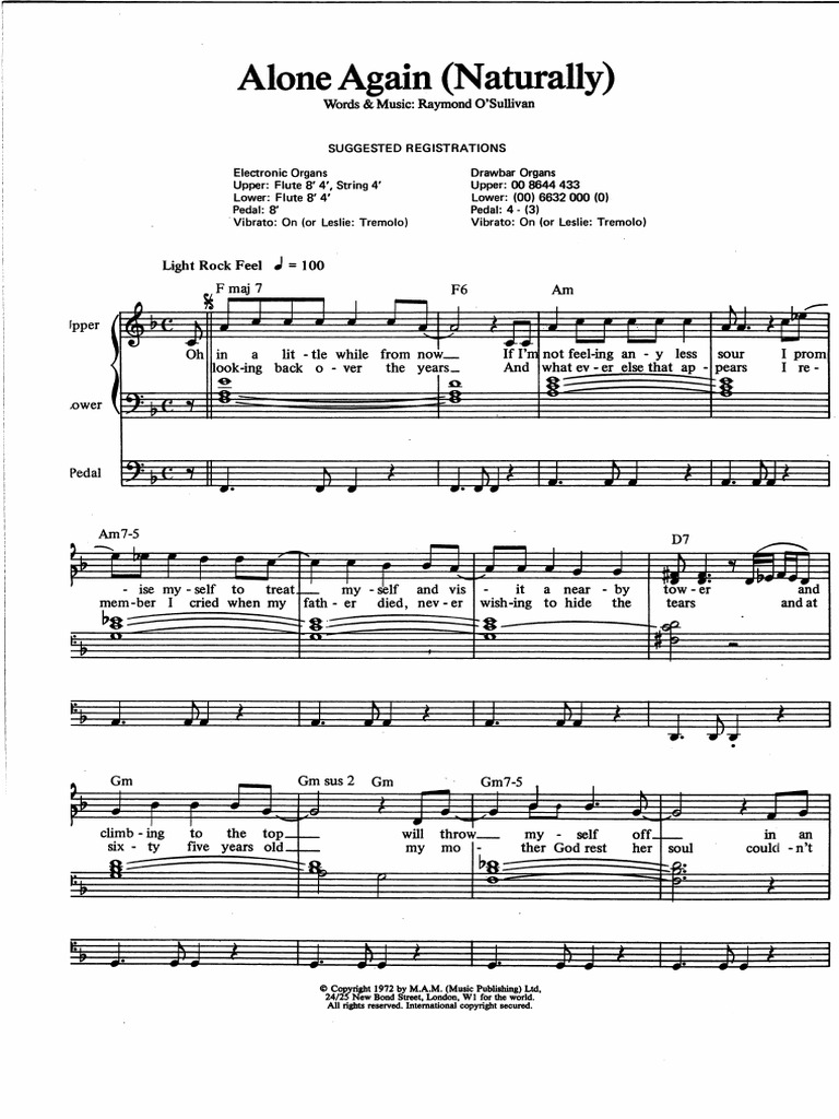 Alone Again (Naturally) | PDF | Musical Compositions | Musical Instruments