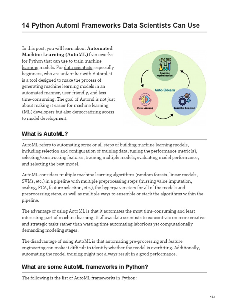 14 Python Automl Frameworks Data Scientists Can Use | PDF | Machine ...