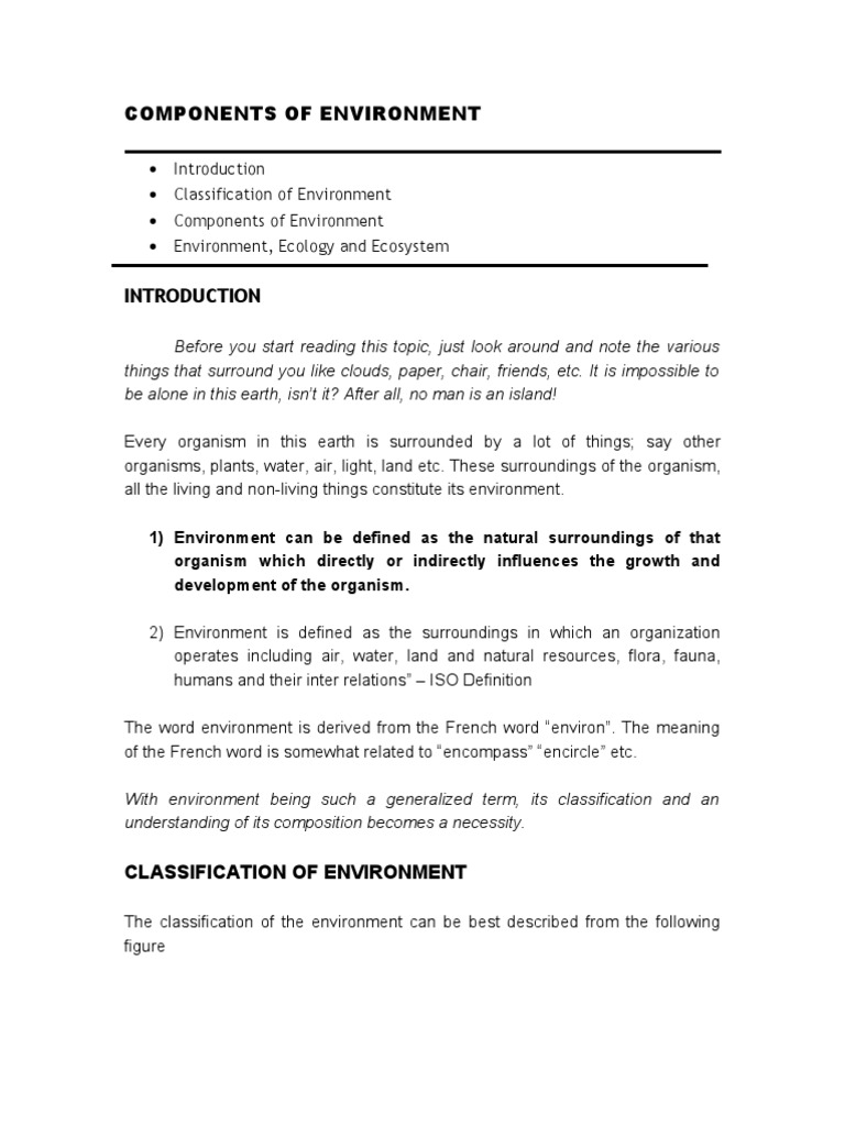 11 Components of Environment | PDF | Ecology | Biology