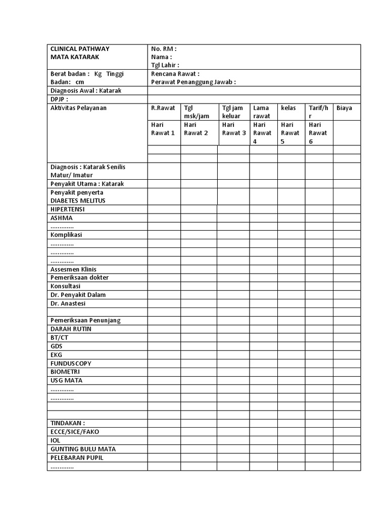 CLINICAL PATHWAY Katarak Fix | PDF