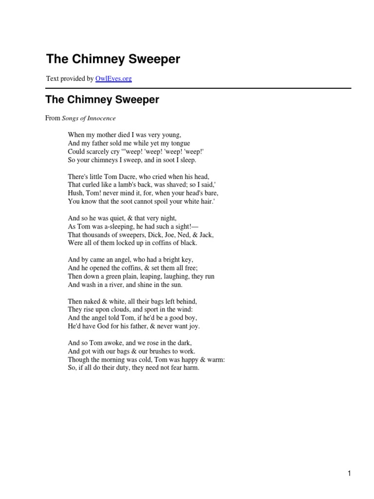 Oe Chimney Sweeper Text | PDF