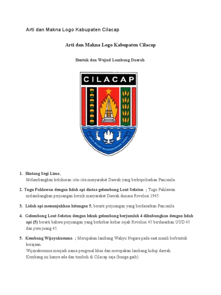 Arti Dan Makna Logo Kabupaten Cilacap | PDF