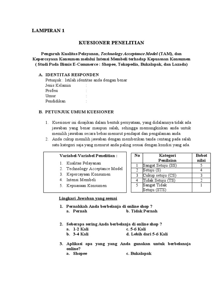 Lampiran 1 Kuesioner | PDF
