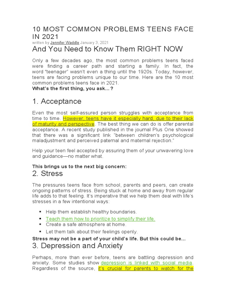 And You Need To Know Them RIGHT NOW: 10 Most Common Problems Teens Face ...