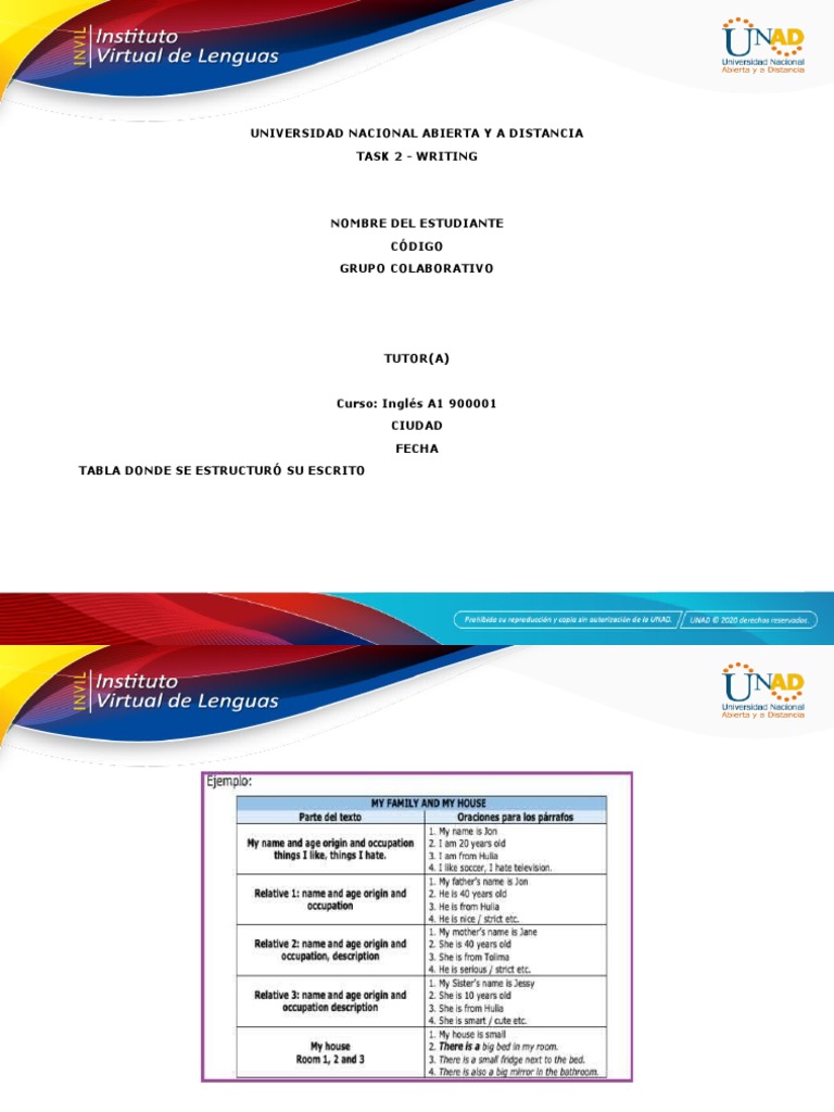 PLANTILLA Task 2 - Writing Production | PDF