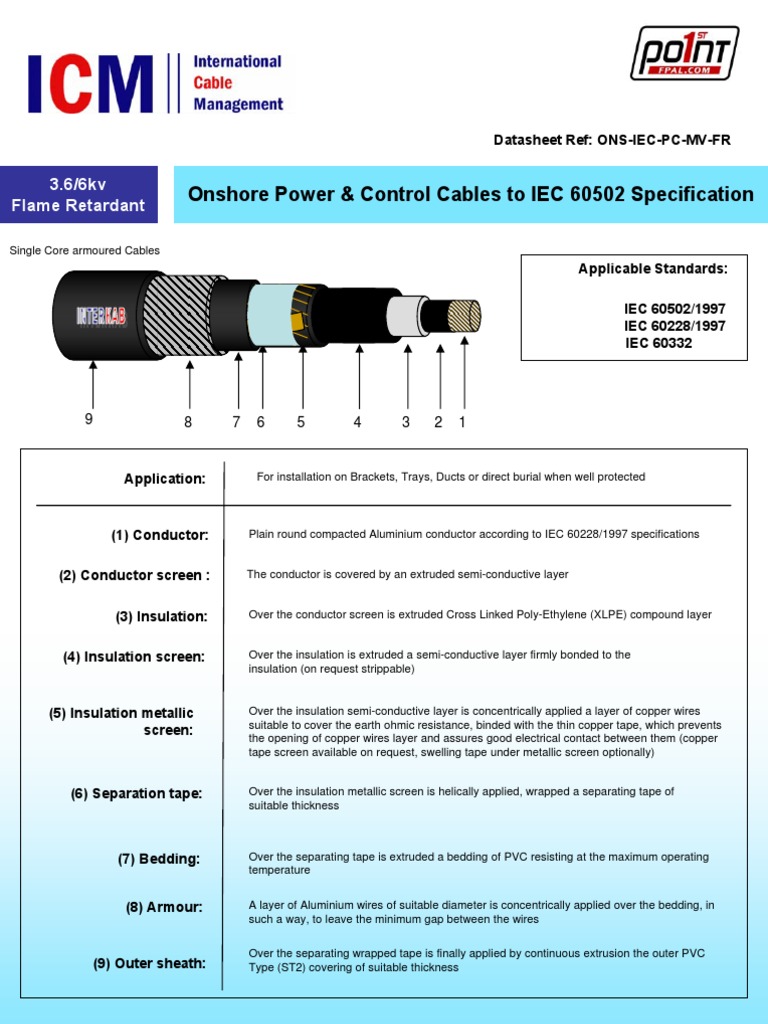 IEC 60502 3 6 6kv Armoured | PDF | Insulator (Electricity) | Electrical Conductor