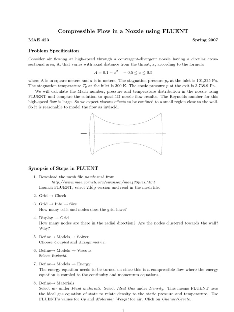 Nozzle Handout | PDF | Mach Number | Fluid Dynamics