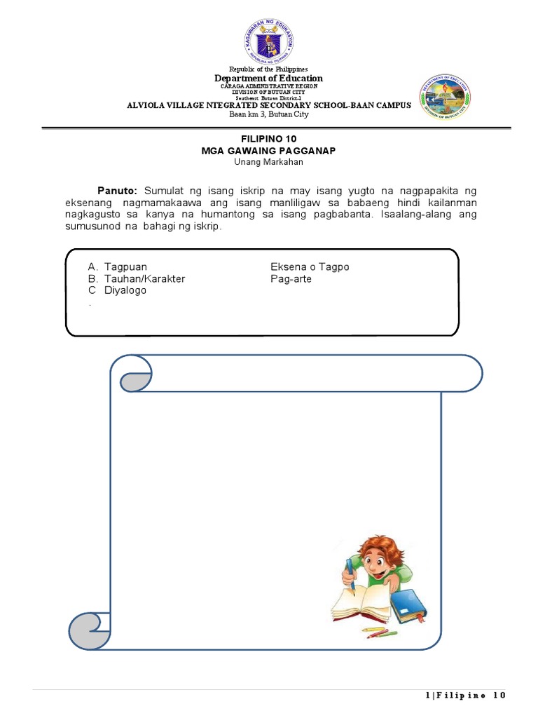 Filipino-10-Performance-Tasks 2 FIRST QUARTER | PDF