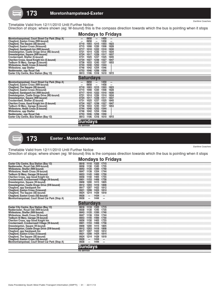 173 Moretonhampstead Exeter | PDF | Exeter | Transport
