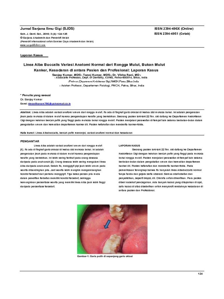 (TRANSLATE) Linea Alba Buccalis A Normal Anatomic Variation of Oral ...